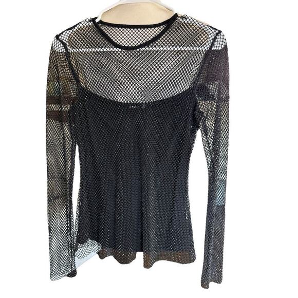 Aqua | Tops | Aqua Crystal Mesh Long Sleeve Top Bloomingdales Exclusive ...